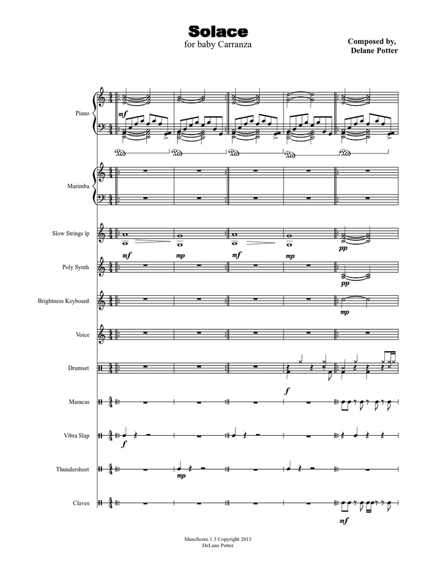 Solace Sheet music | Download free in PDF or MIDI | Musescore.com
