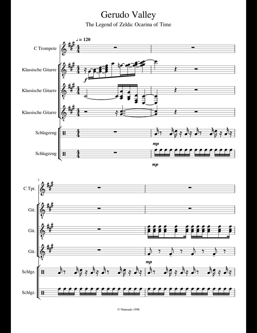 Gerudo Valley - The Legend of Zelda: Ocarina of Time sheet music for ...