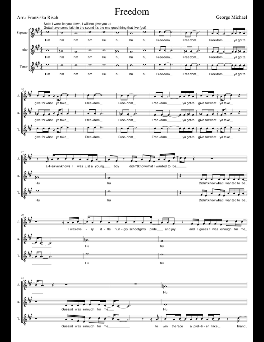 Freedom sheet music for Voice download free in PDF or MIDI