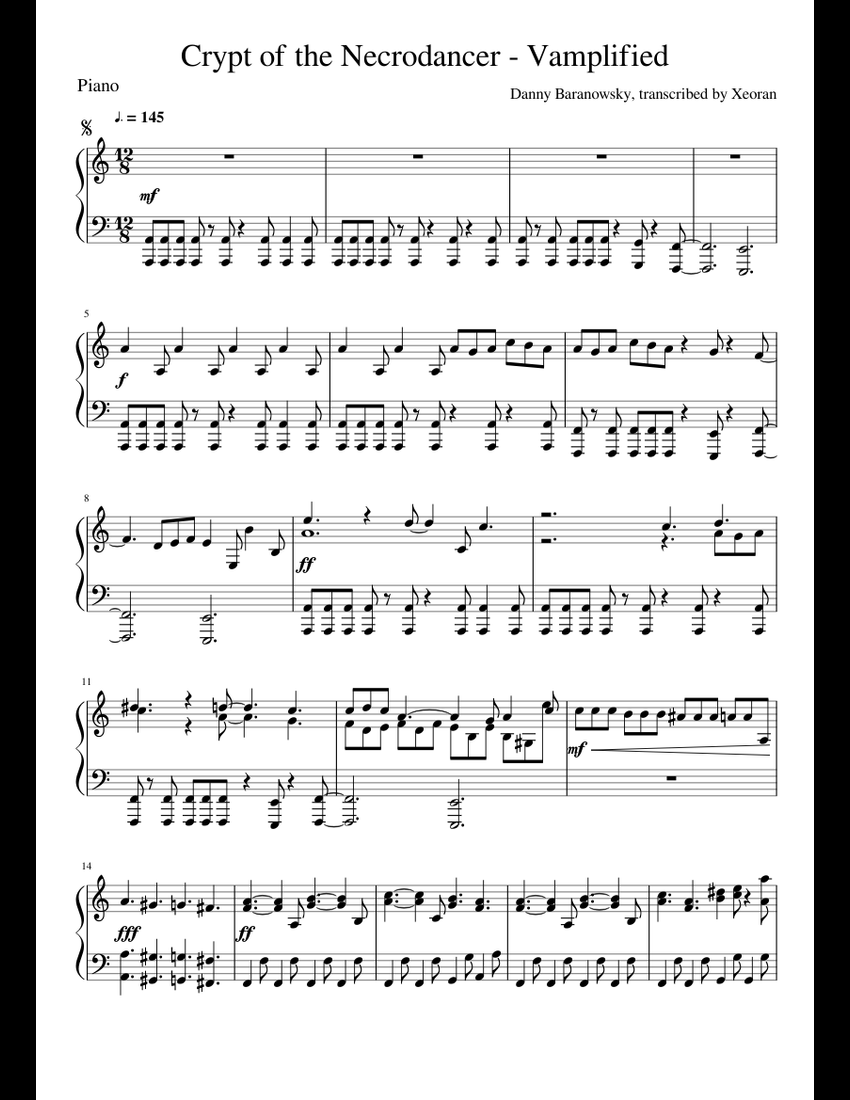 Crypt of the Necrodancer - Vamplified (The Conductor Theme) (Piano ...