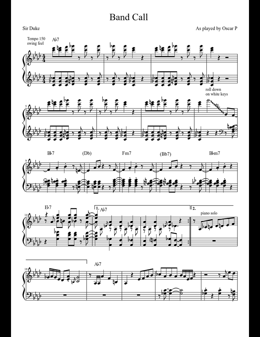 Band Call uploaded in Musescore 1.3 sheet music for Piano download free ...