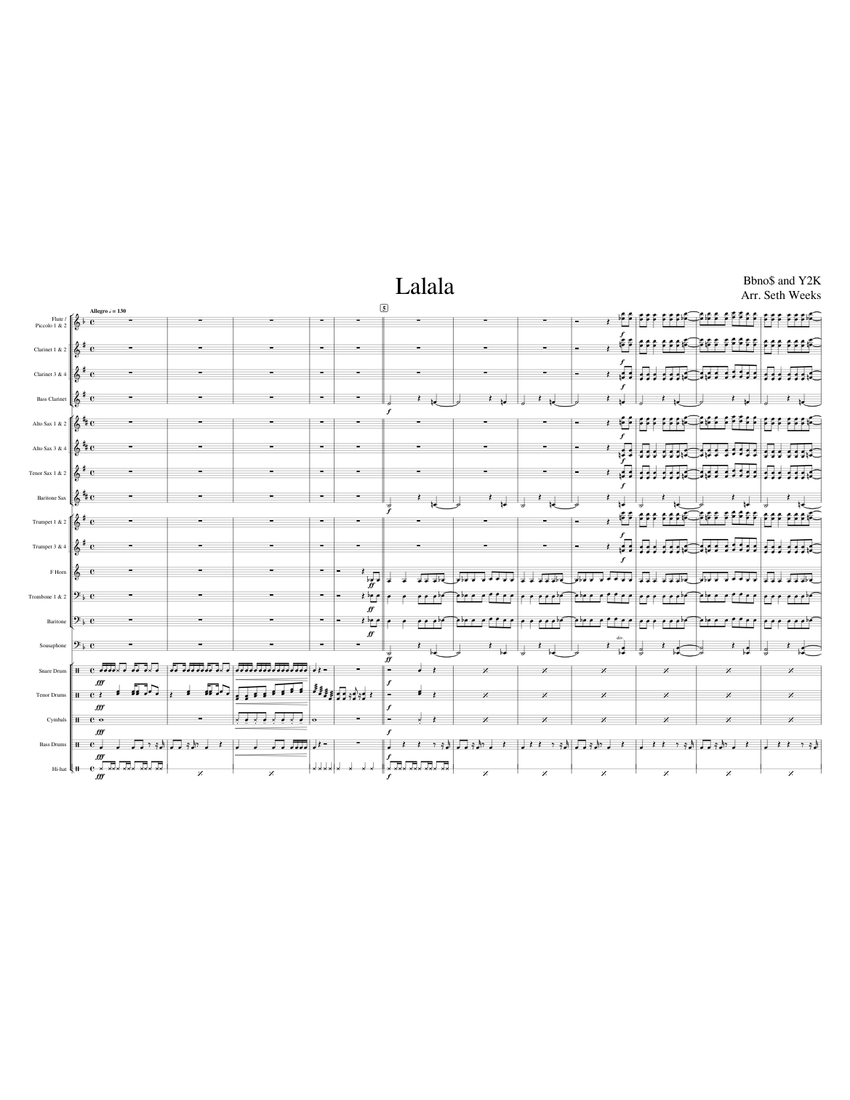 Lalala - Bbno$ and Y2K Sheet music for Clarinet, Piccolo, Alto ...