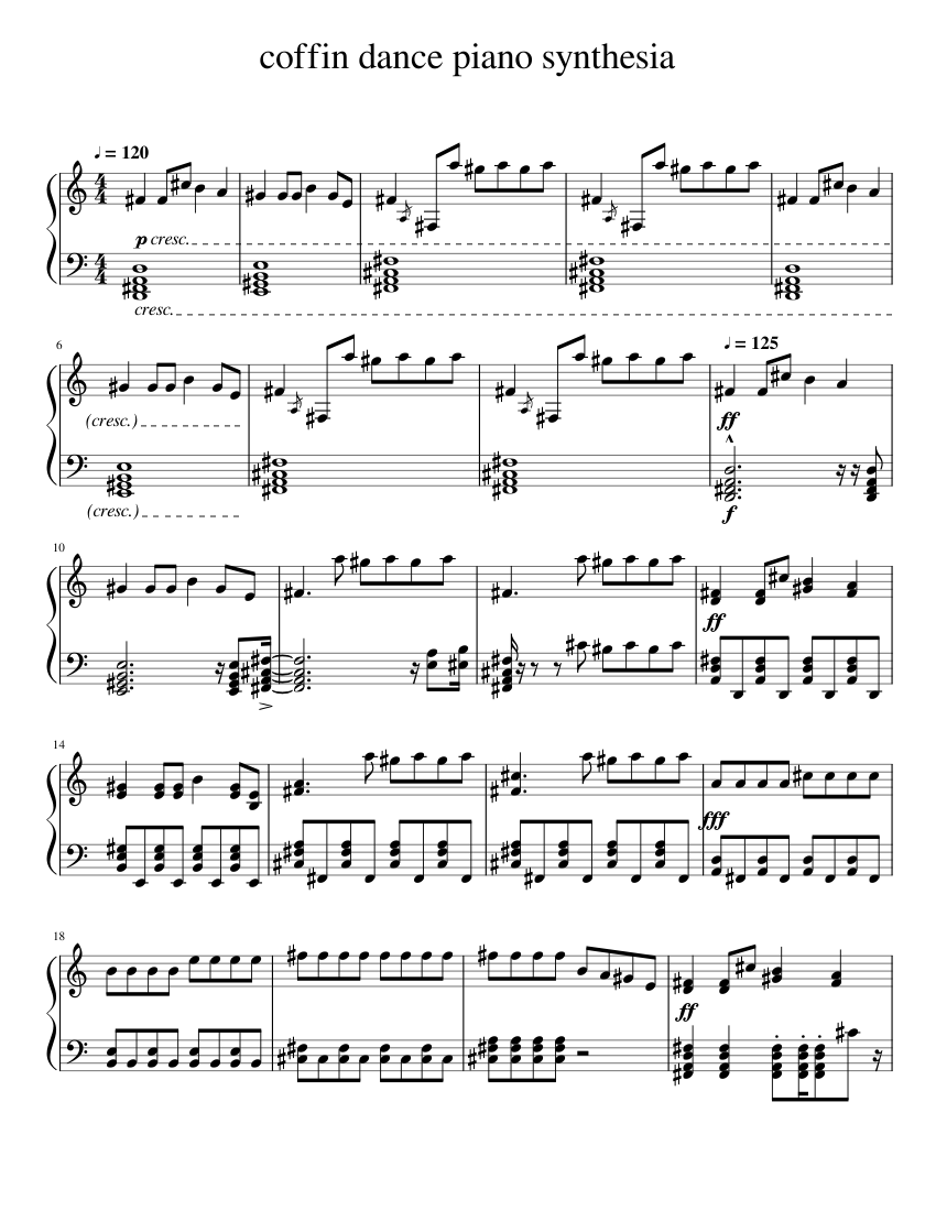 coffin dance piano synthesia Sheet music for Piano | Download free in ...