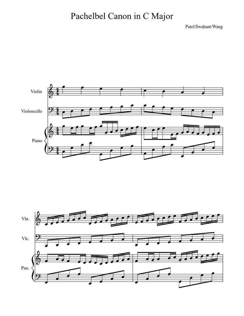 Pachelbel Canon in C Major Sheet music for Piano, Violin (Solo ...