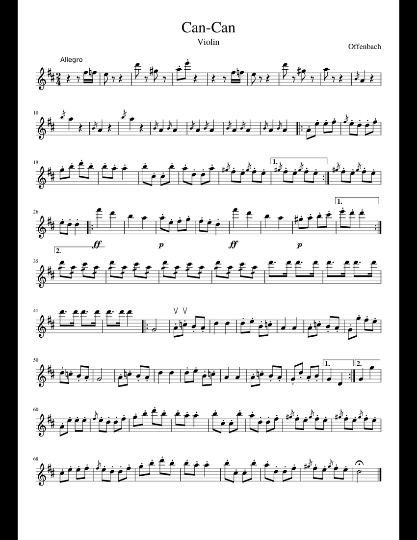 Can Can sheet music for Piano download free in PDF or MIDI