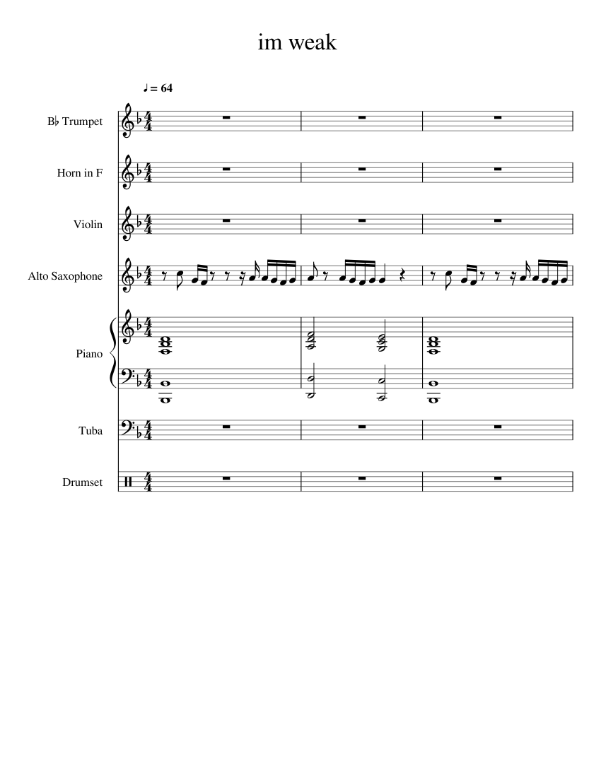 AJR - I'm Weak Sheet music for Piano, Trumpet (In B Flat), Violin, Drum ...