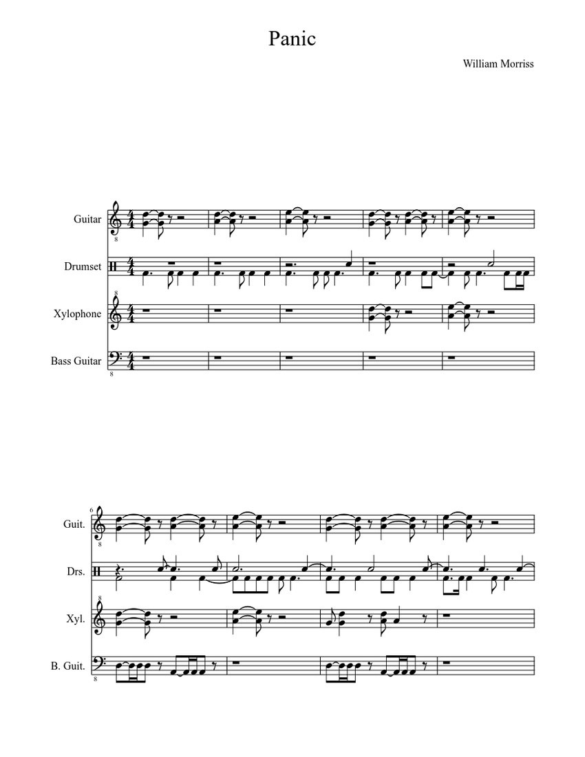 Panic Sheet music | Download free in PDF or MIDI | Musescore.com