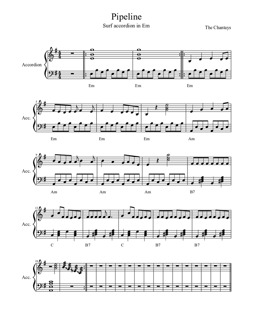Pipeline Sheet music | Download free in PDF or MIDI | Musescore.com