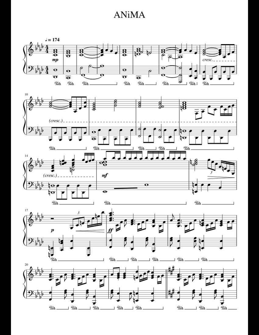 ANiMA sheet music for Piano download free in PDF or MIDI