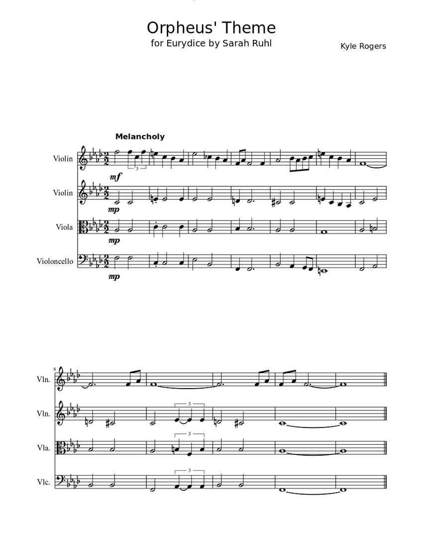 Orpheus' Theme Sheet music for Violin, Viola (Mixed Trio) | Musescore.com
