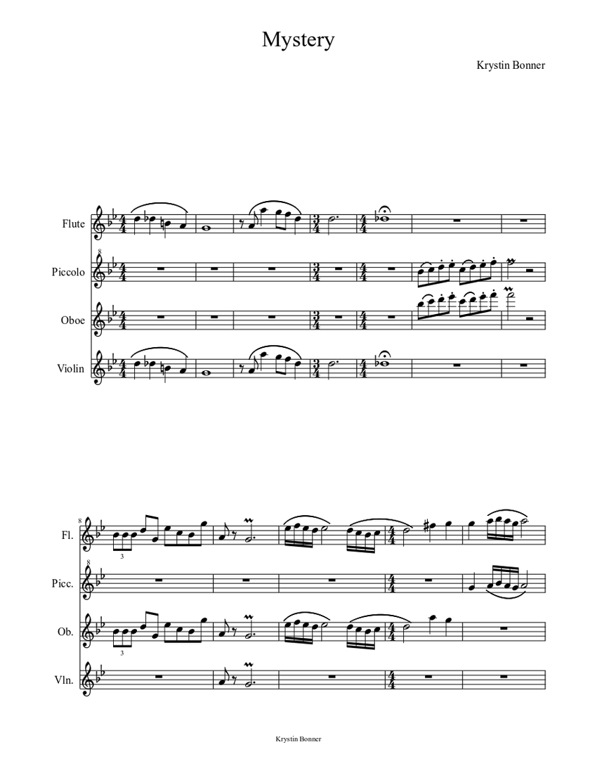 Mystery Sheet music for Violin, Flute, Oboe, Oboe (Mixed Quartet ...