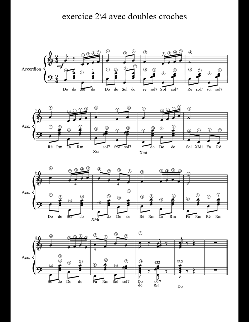 exercise 2\4 double croches sheet music download free in PDF or MIDI