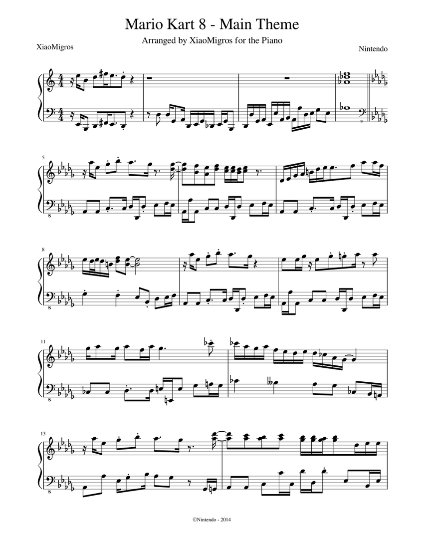 Mario Kart 8 - Main Theme Sheet music for Piano (Solo) | Musescore.com