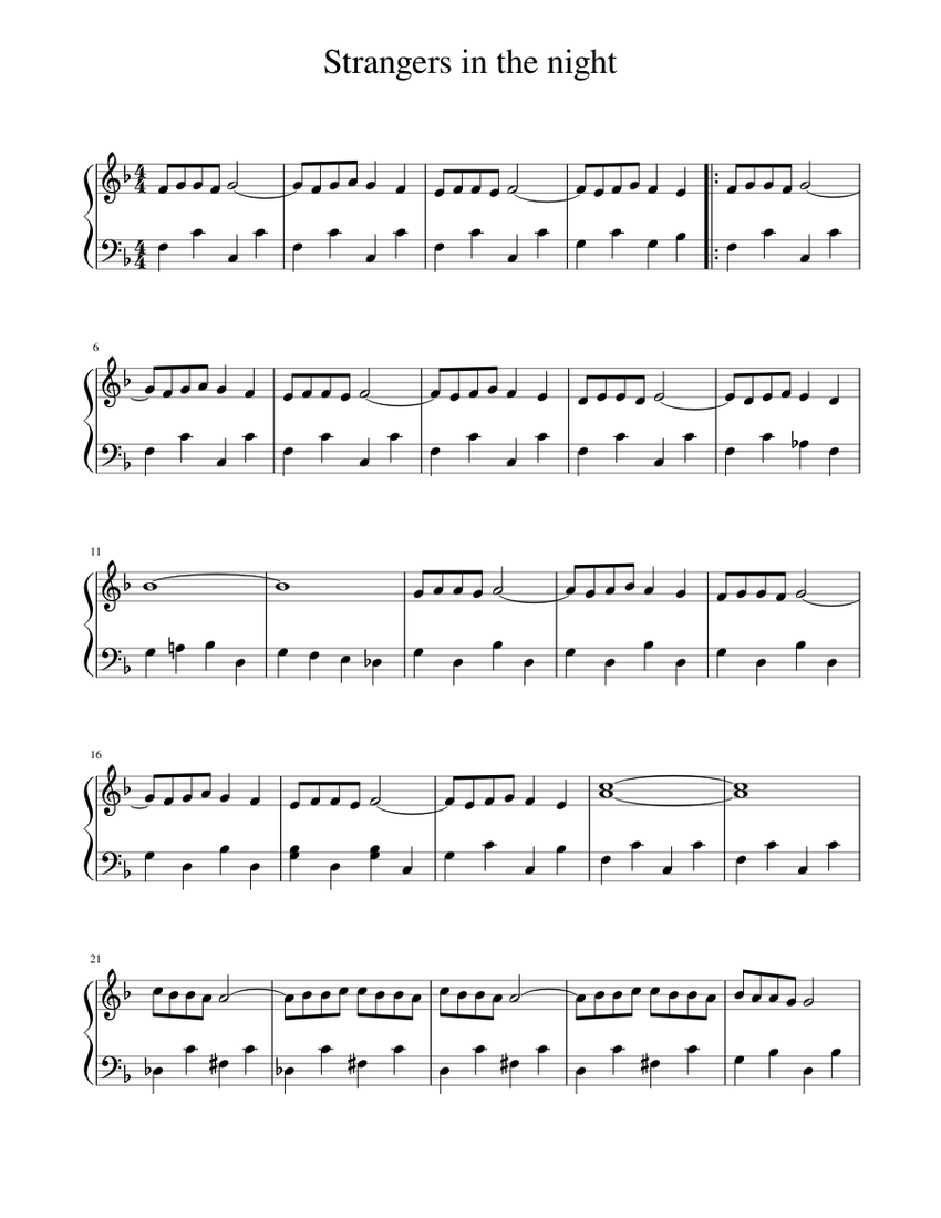 Strangers in the night Sheet music for Piano (Solo) | Musescore.com