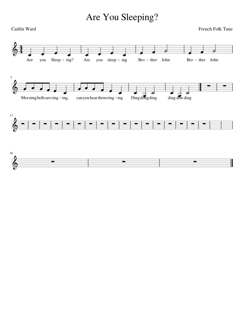 Are You Sleeping Sheet music for Piano (Solo) | Musescore.com