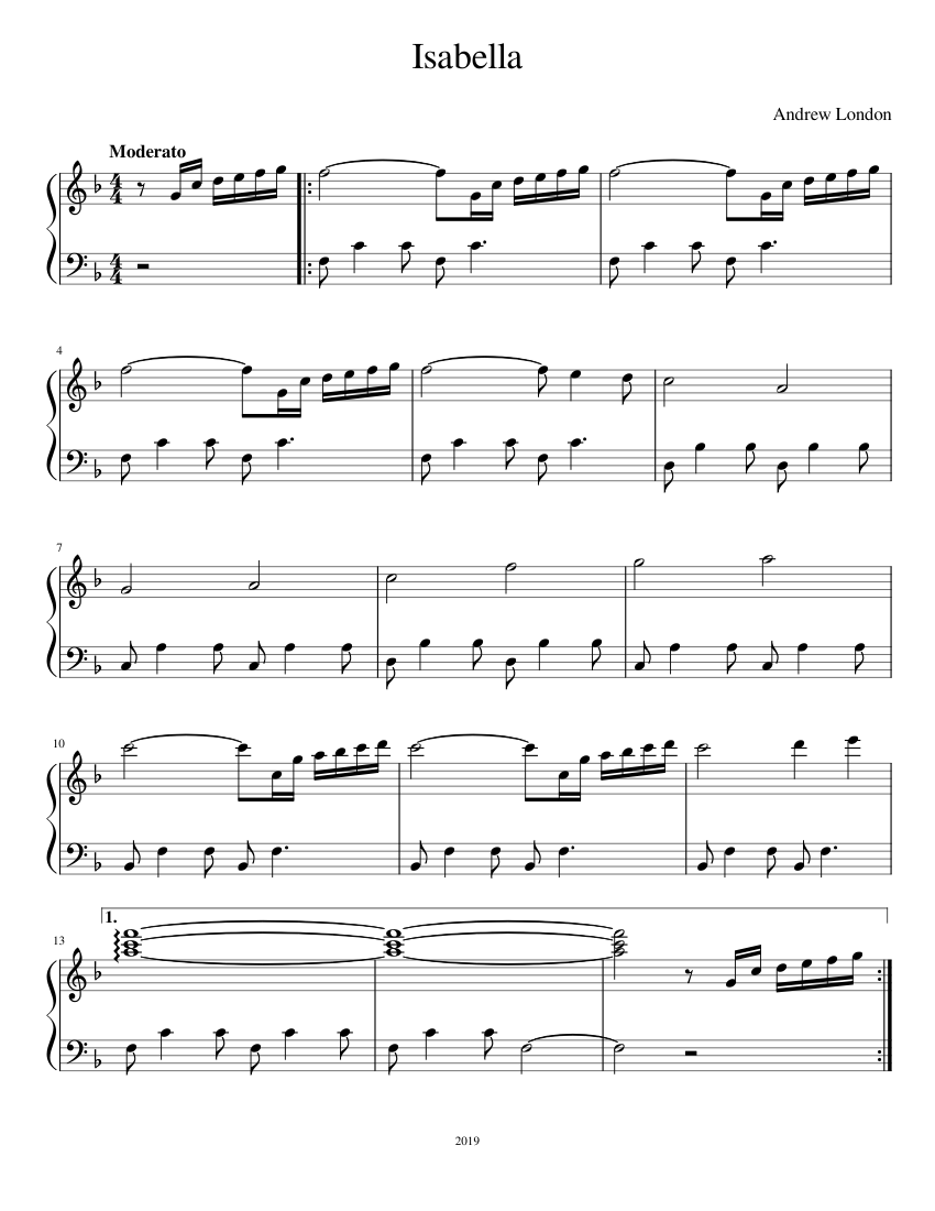 Isabella Sheet music for Piano | Download free in PDF or MIDI ...