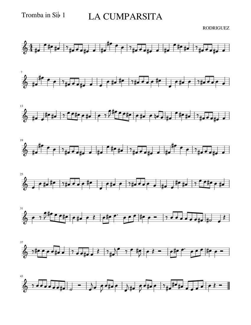 LA CUMPARSITA Tromba in Sib 1 Sheet music for Trumpet | Download free in PDF or MIDI | Musescore.com