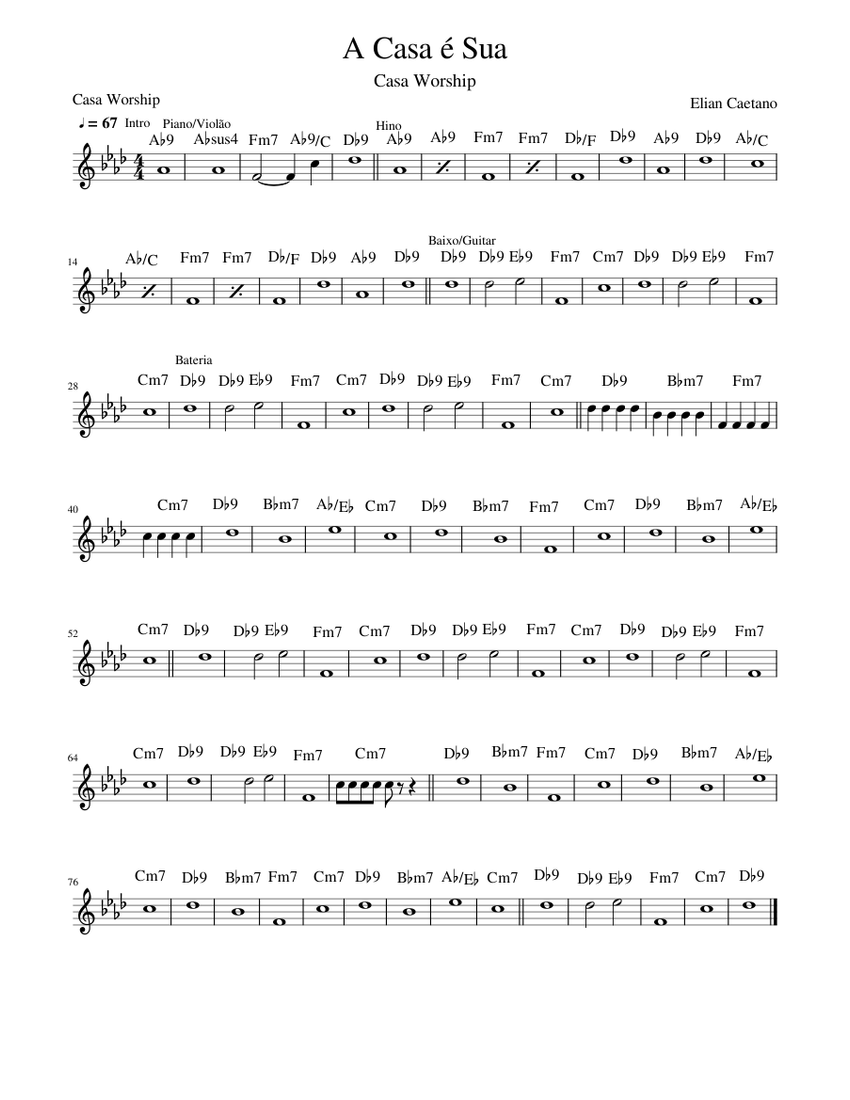 A Casa Sua Elian Caetano Sheet music for Piano | Download free in PDF or MIDI | Musescore.com