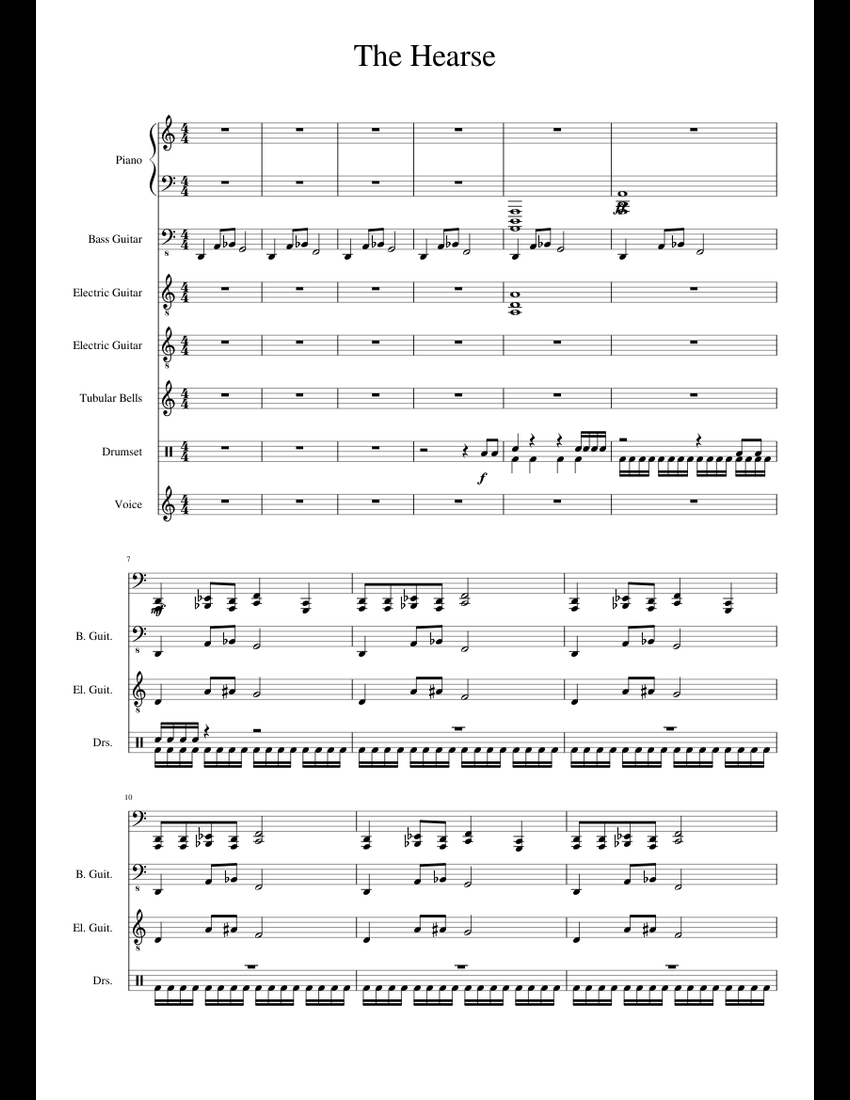 The Hearse sheet music for Piano, Bass, Guitar, Percussion download ...