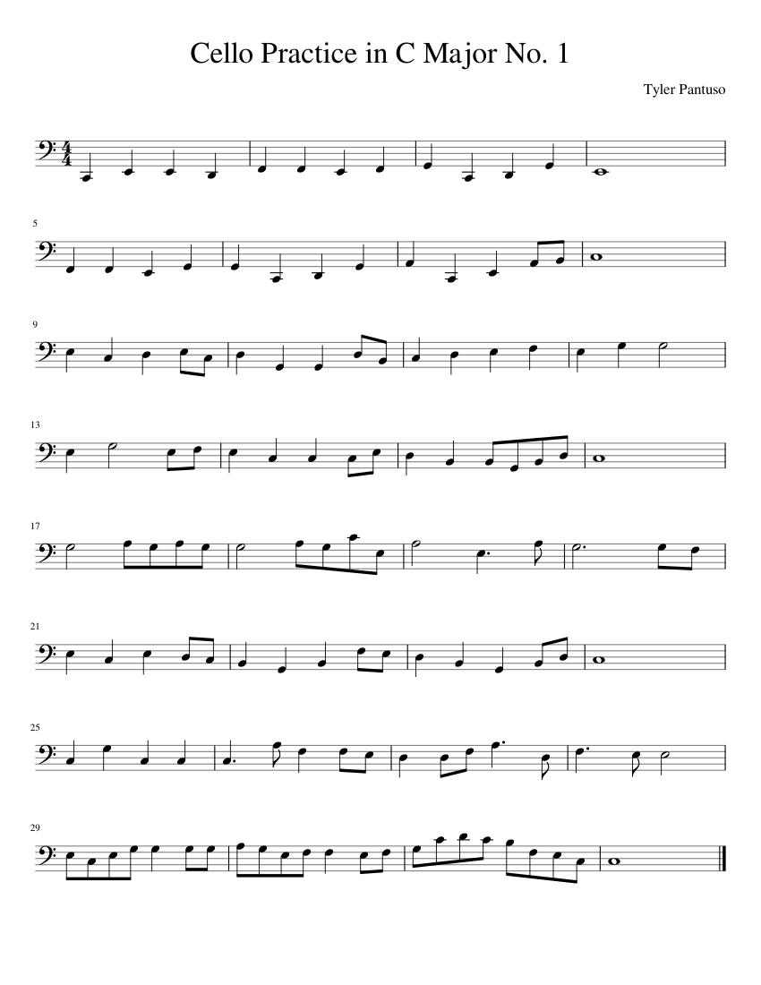 Cello Practice in C Major No 1 Sheet music for Cello | Download free in ...