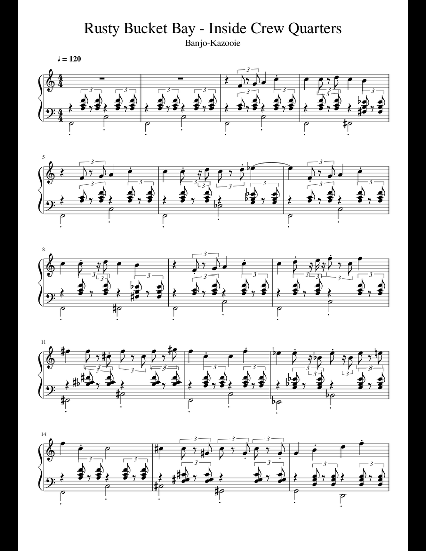 Rusty Bucket Bay - Inside Crew Quarters sheet music for Piano download ...