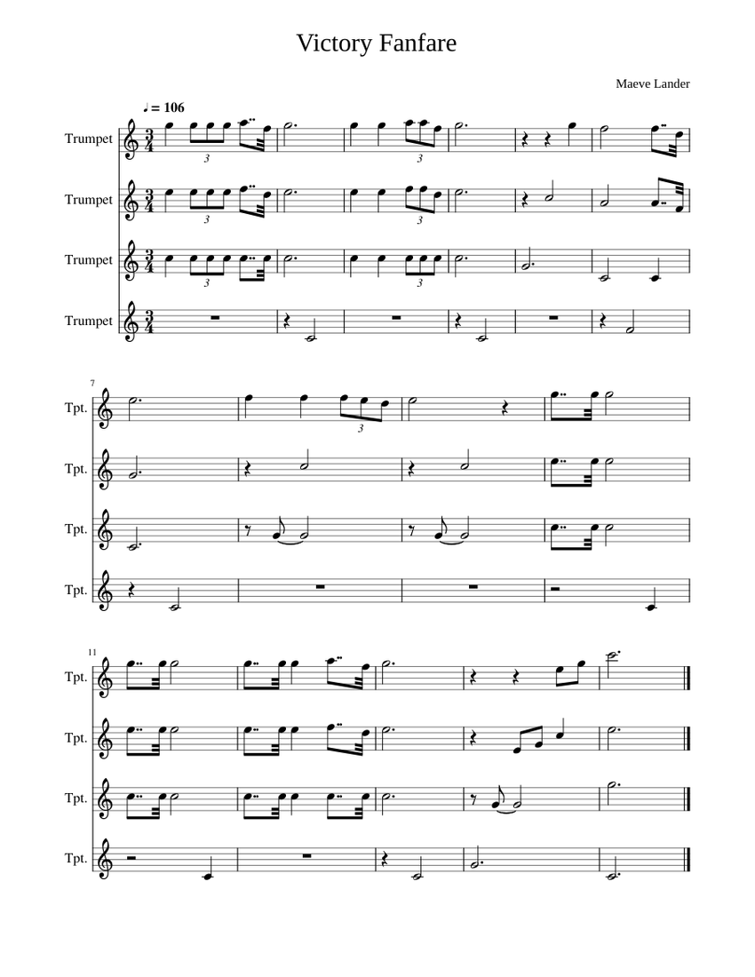 Victory Fanfare Sheet music for Trumpet | Download free in PDF or MIDI ...