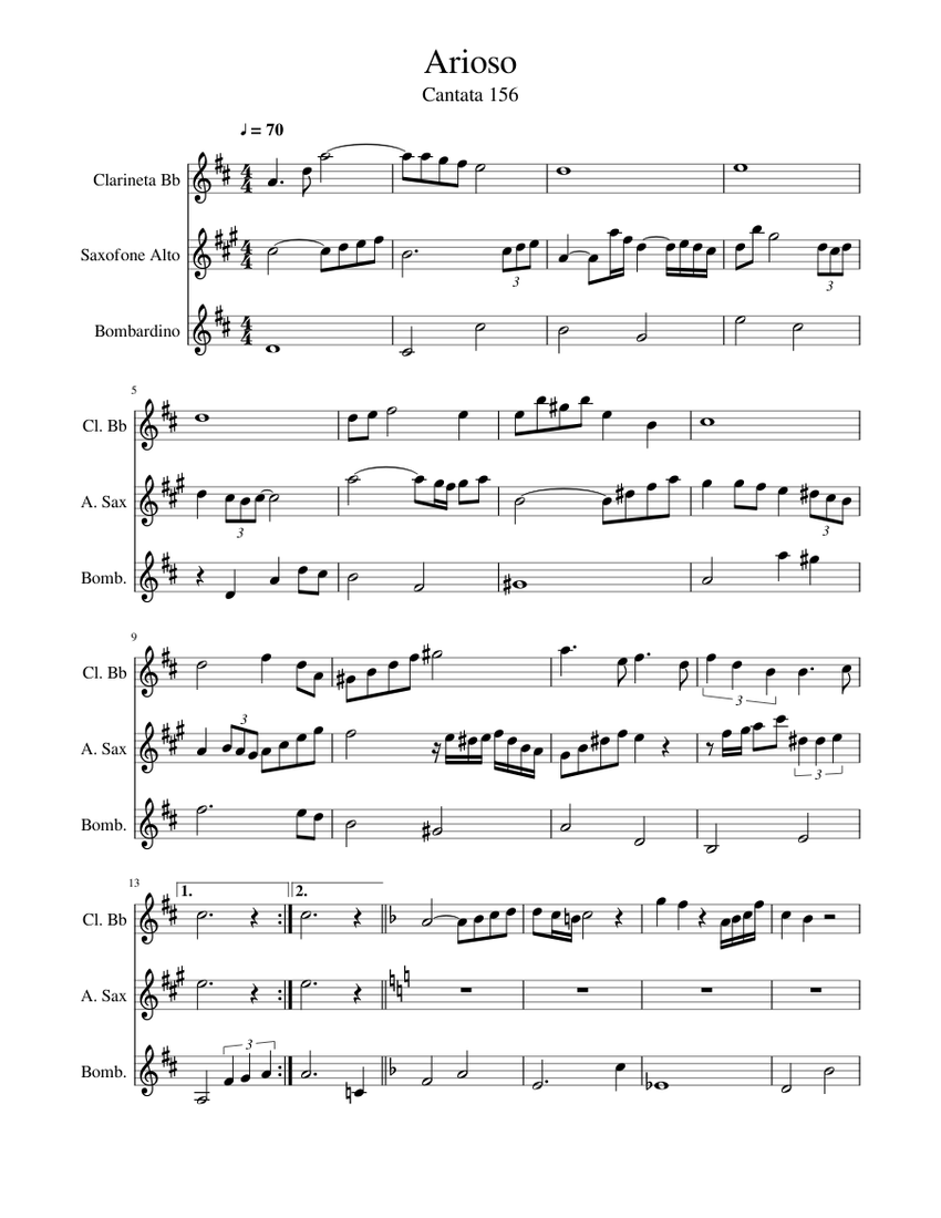 Arioso Sheet music for Clarinet (In B Flat), Saxophone (Alto ...