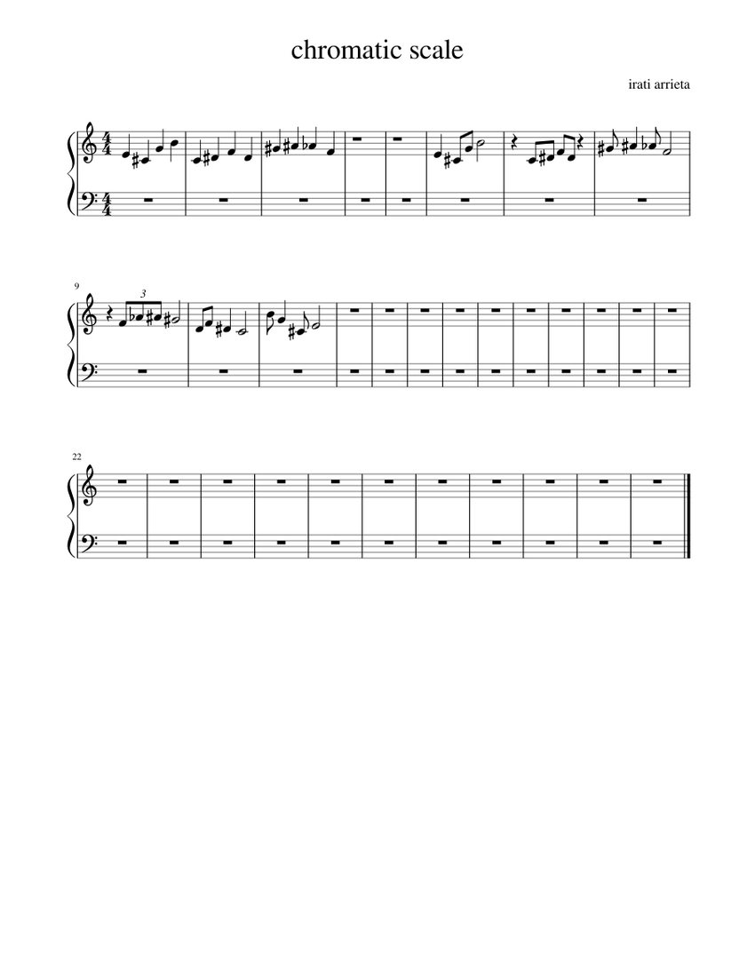 chromatic scale Sheet music for Piano | Download free in PDF or MIDI ...