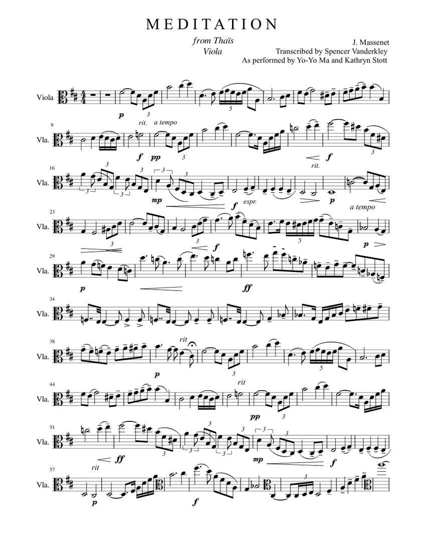 MEDITATION viola Sheet music for Viola (Solo) | Musescore.com