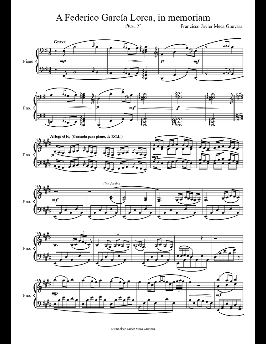 A Federico García Lorca, in memoriam (5) sheet music download free in ...