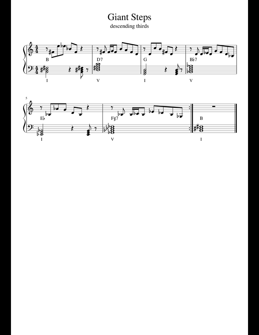 Giant Steps descending sheet music for Piano download free in PDF or MIDI