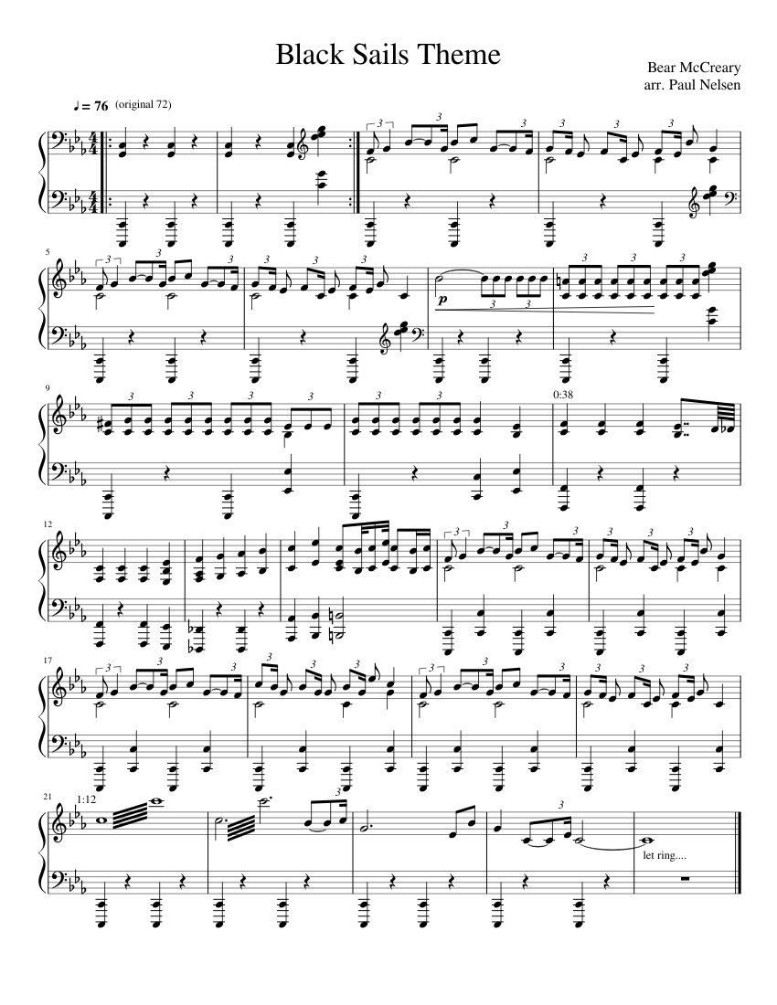 Black Sails Theme Sheet music for Piano | Download free in PDF or MIDI ...