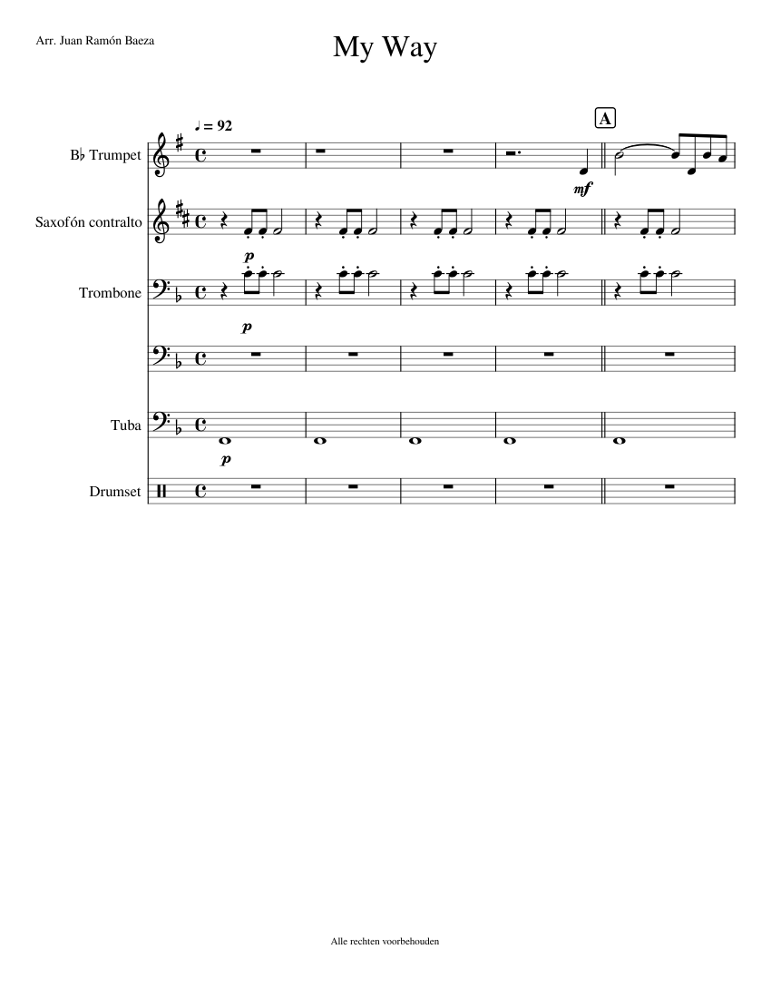 My Way Sheet music for Trumpet, Alto Saxophone, Trombone, Tuba ...