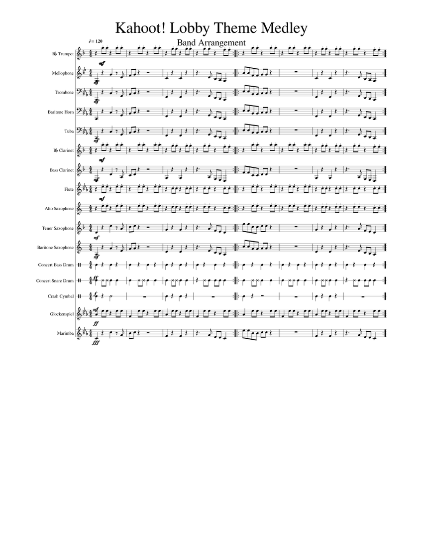 Kahoot! Lobby Theme Sheet music for Trumpet (In B Flat), Trombone ...