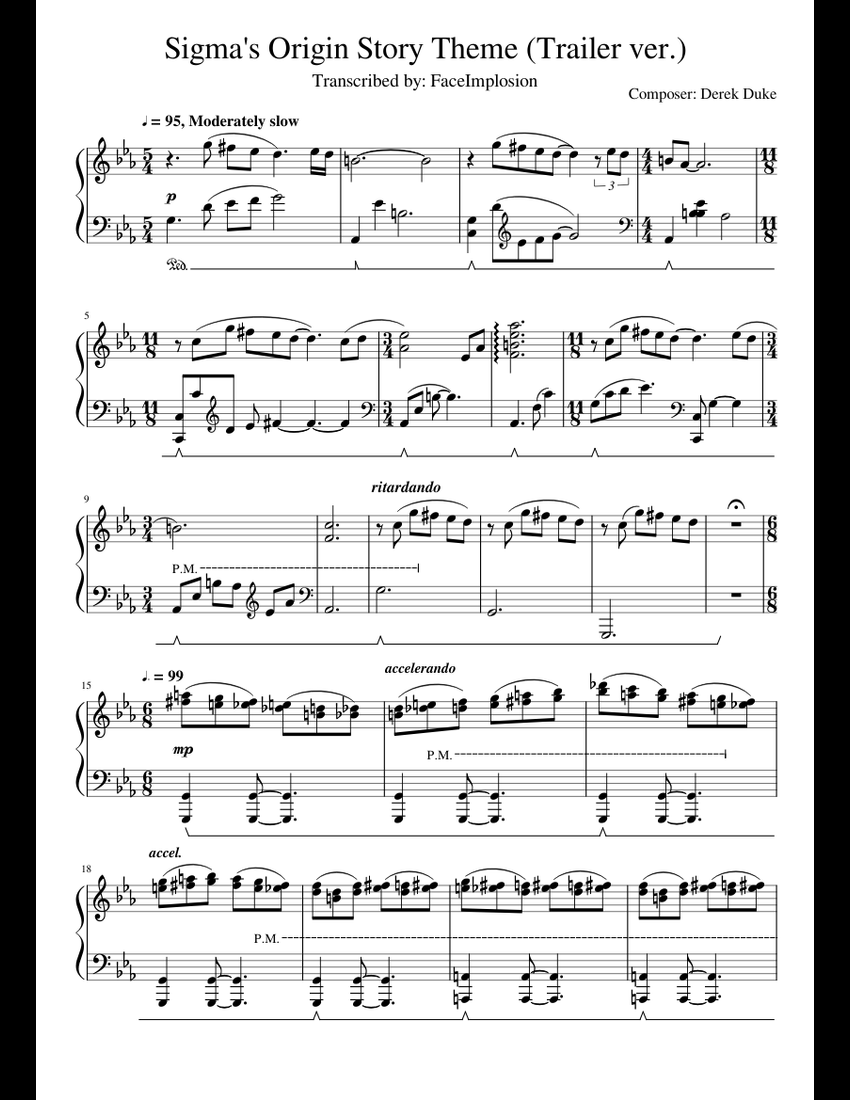 Sigma Origin Story Theme sheet music for Piano download free in PDF or MIDI