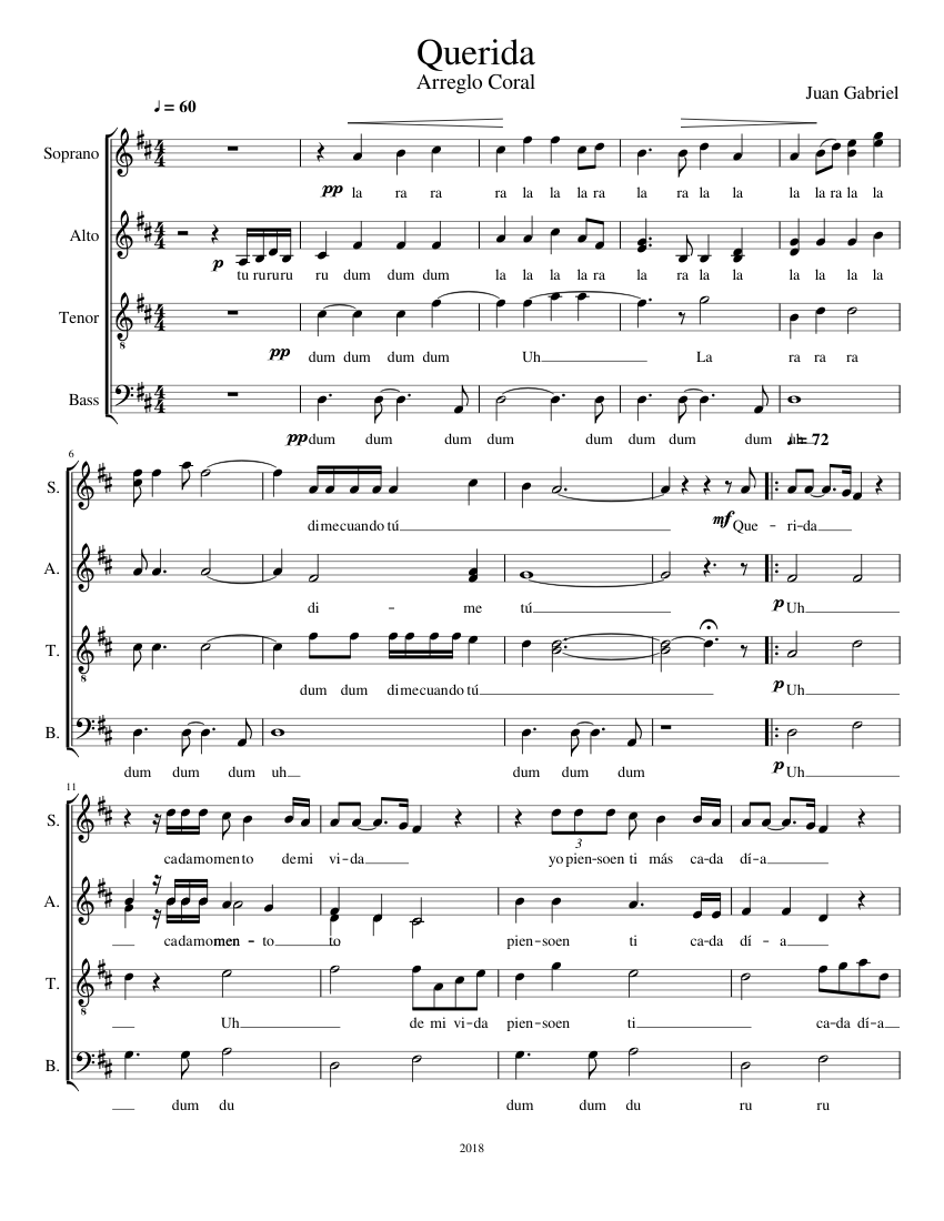 Querida Sheet music for Voice | Download free in PDF or MIDI | Musescore.com