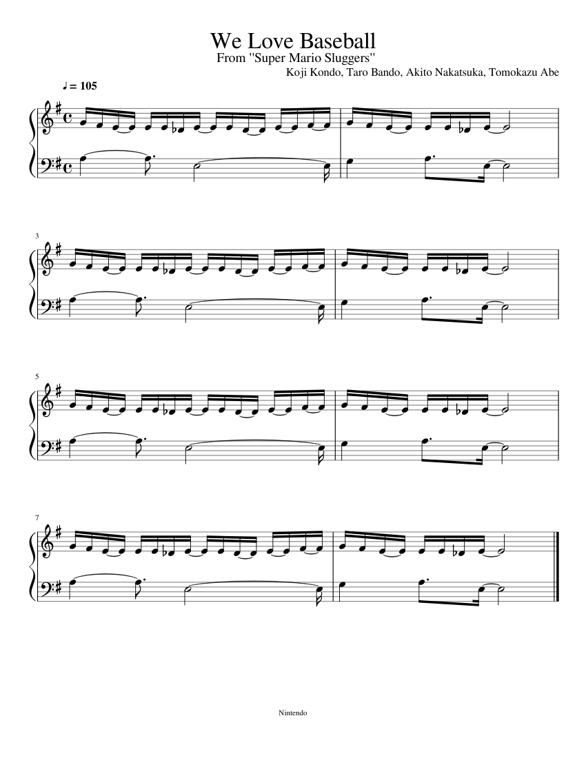 We Love Baseball Sheet music for Piano | Download free in PDF or MIDI ...