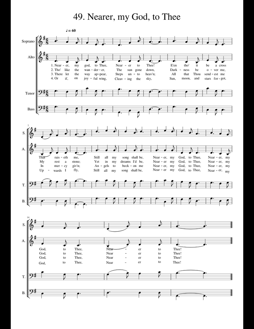 49 - Nearer my God to Thee (piano) sheet music for Piano download free ...