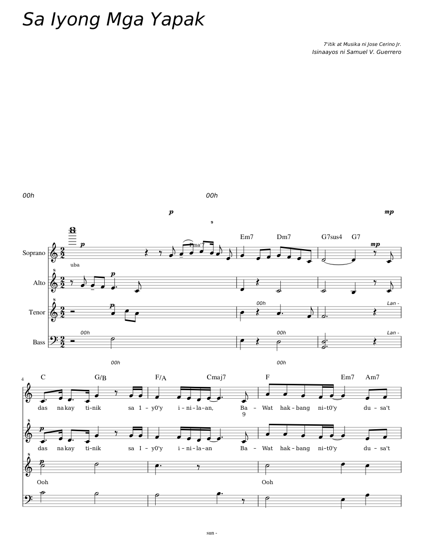 Sa Iyong Mga Yapak-Qkay Sheet music for Voice | Download free in PDF or ...