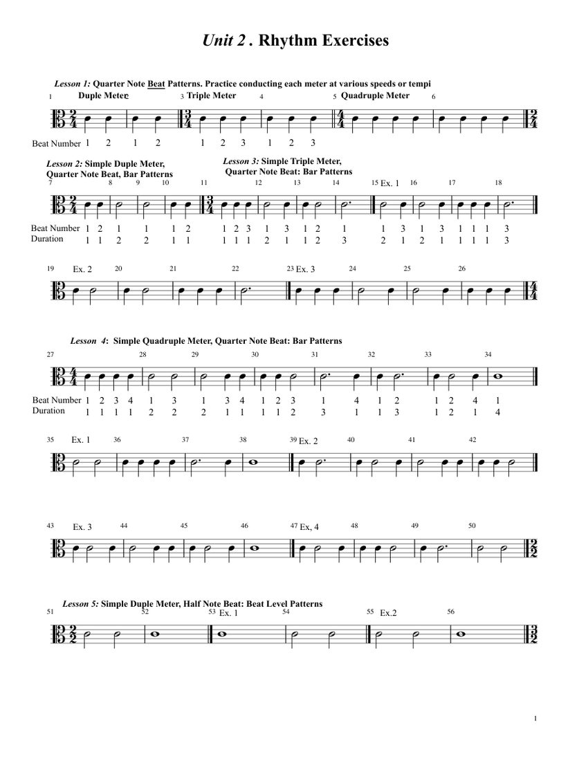 Viola Skills Unit 2 Rhythm Excercises Sheet music for Viola | Download ...