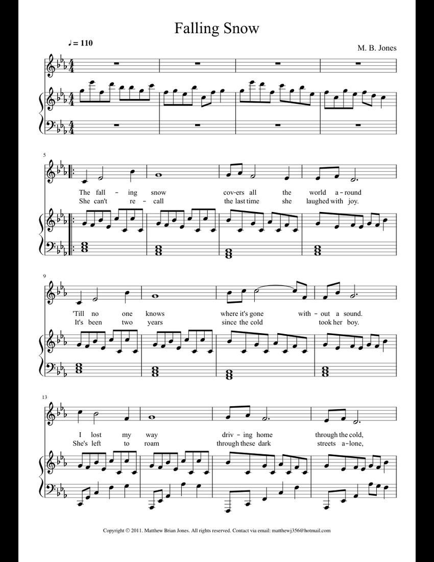 The Falling Snow sheet music for Piano, Voice download free in PDF or MIDI