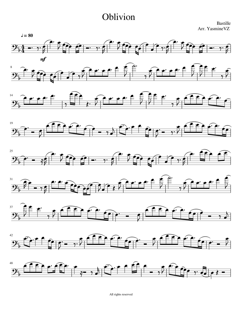 Oblivion Sheet music for Cello | Download free in PDF or MIDI | Musescore.com