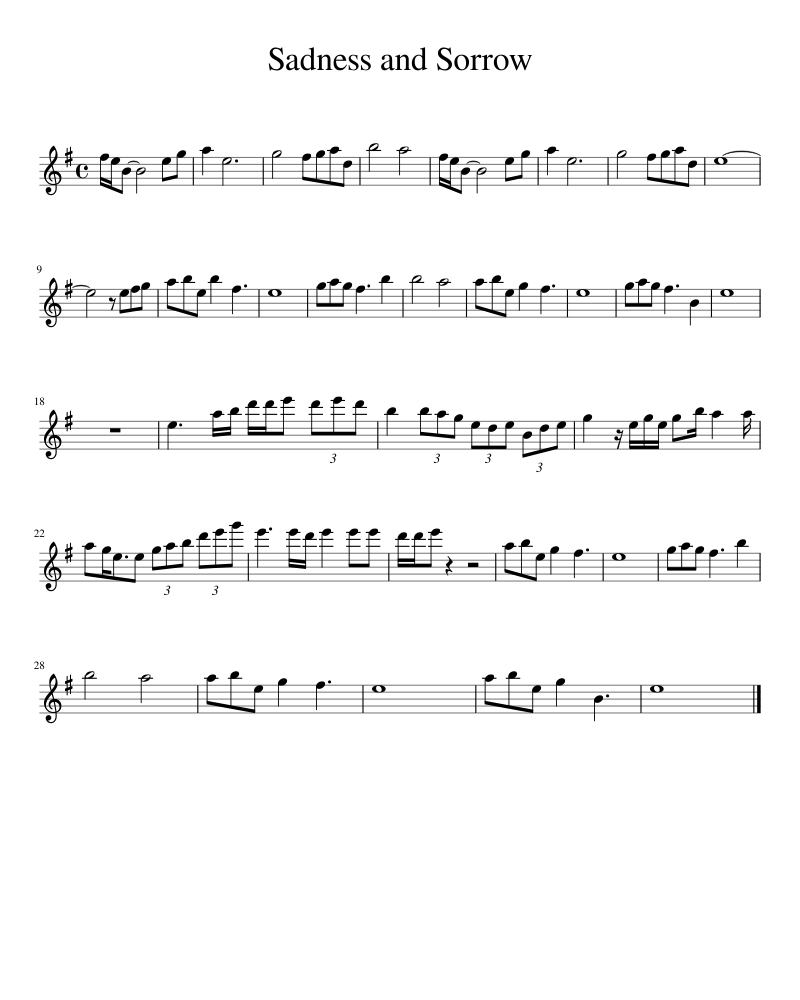 Sadness And Sorrow Sheet Music For Flute Download Free In PDF Or MIDI Sadness And Sorrow Sheet Music For Flute Download Free In PDF Or MIDI