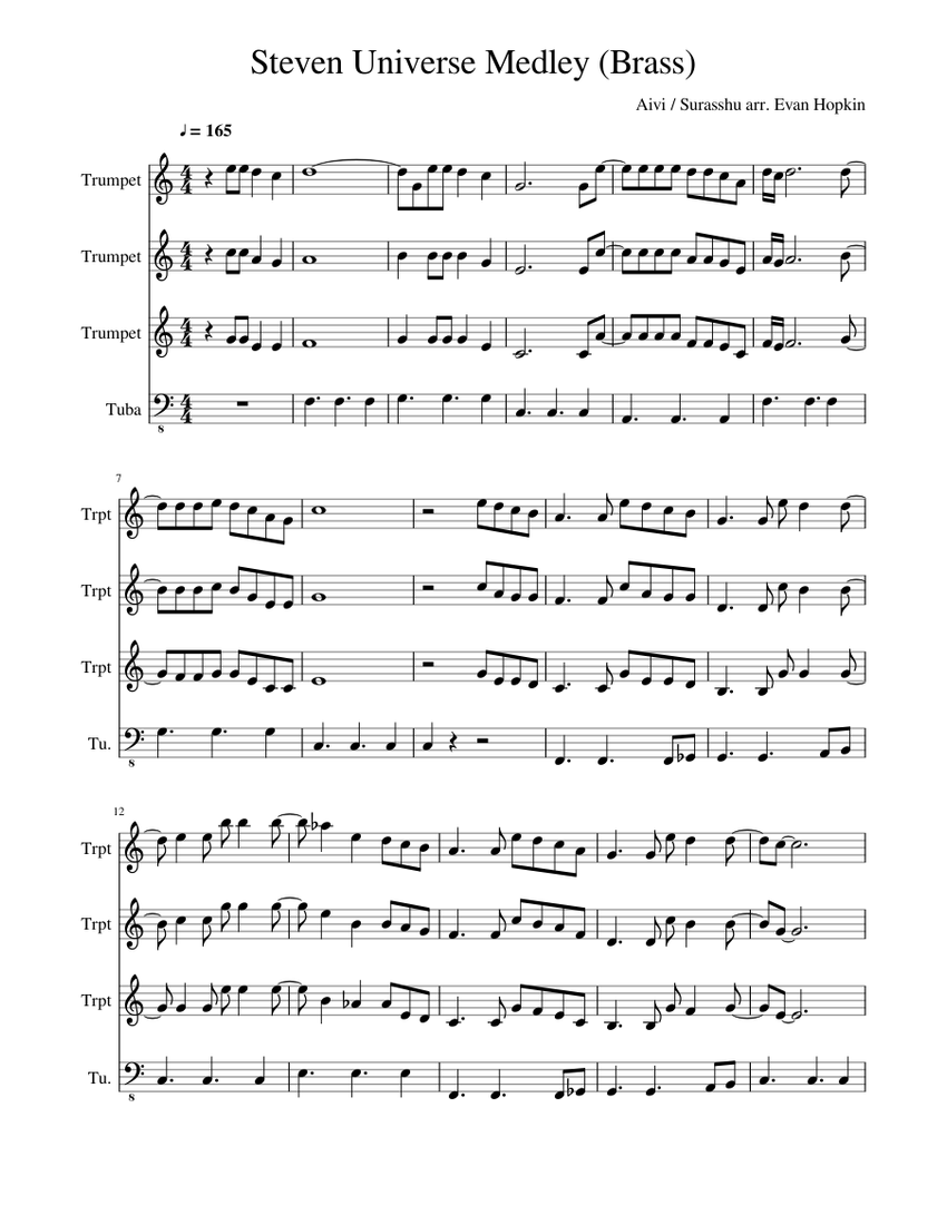 Steven Universe Medley Sheet music for Violin, Viola, Contrabass (Mixed ...