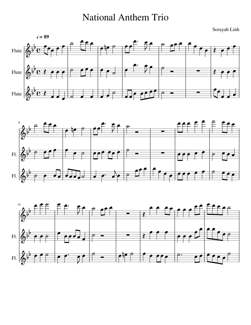 The Star Spangled Banner Flute Trio Sheet Music For Flute Download The Star Spangled Banner Flute Trio Sheet Music For Flute Download