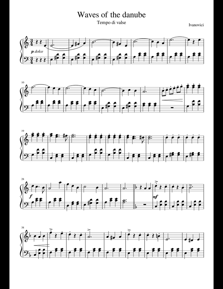 Waves of the danube sheet music for Piano download free in PDF or MIDI