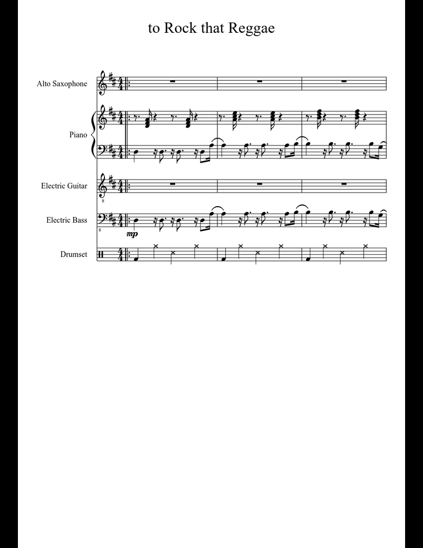 to Rock that Reggae sheet music for Piano, Alto Saxophone, Guitar, Bass ...