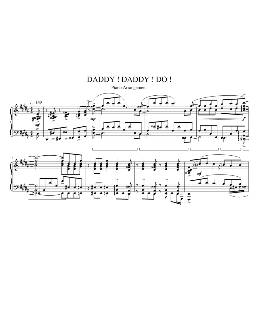 DADDY ! DADDY ! DO ! Sheet music for Piano (Solo) | Musescore.com