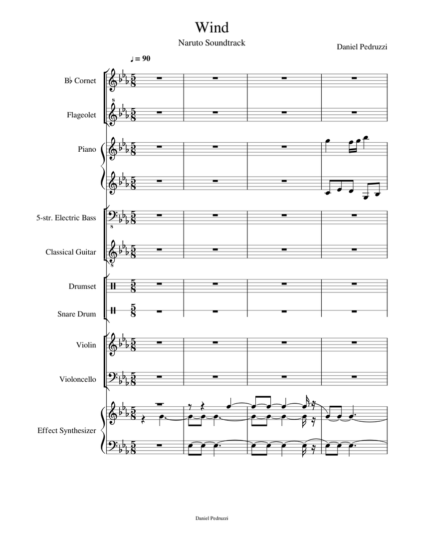 Wind - Naruto Soundtrack Sheet music for Piano, Violin, Trumpet, Other ...