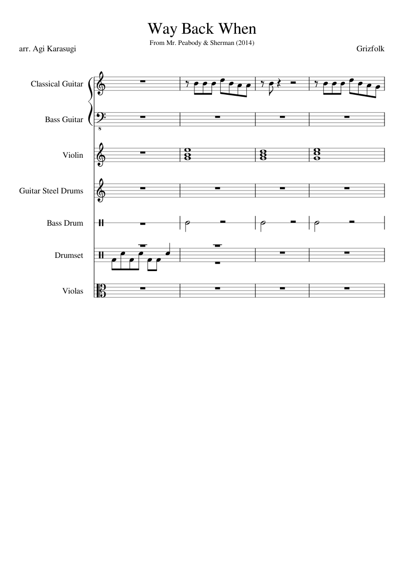 Way Back When - Cover (Mr. Peabody & Sherman) sheet music for Violin ...